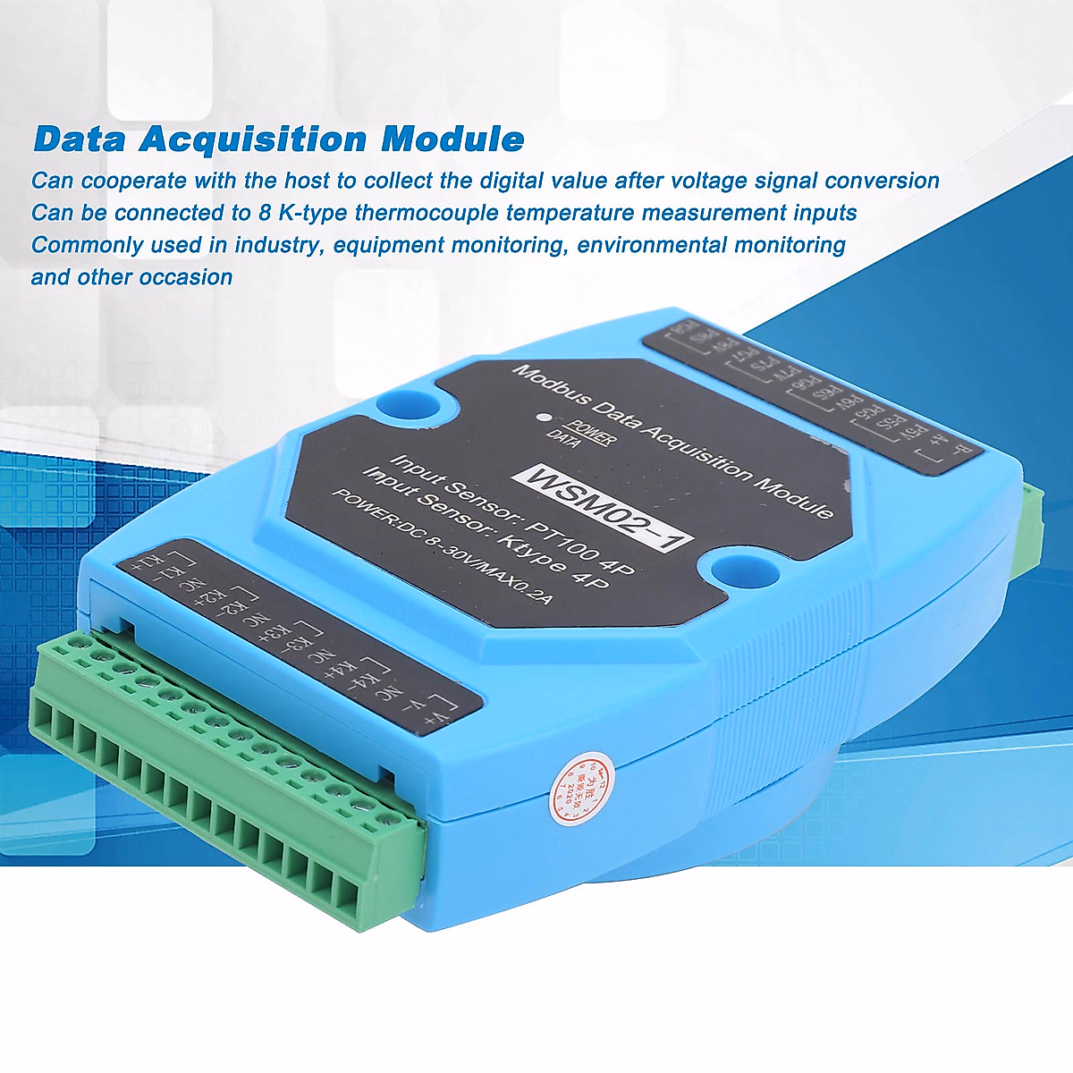 Temperature Data Loggers, Moubus Temperature Data Acquisition Module Compatible with 4-Channel PT100 and 4 Ktype Thermocouple for Industry