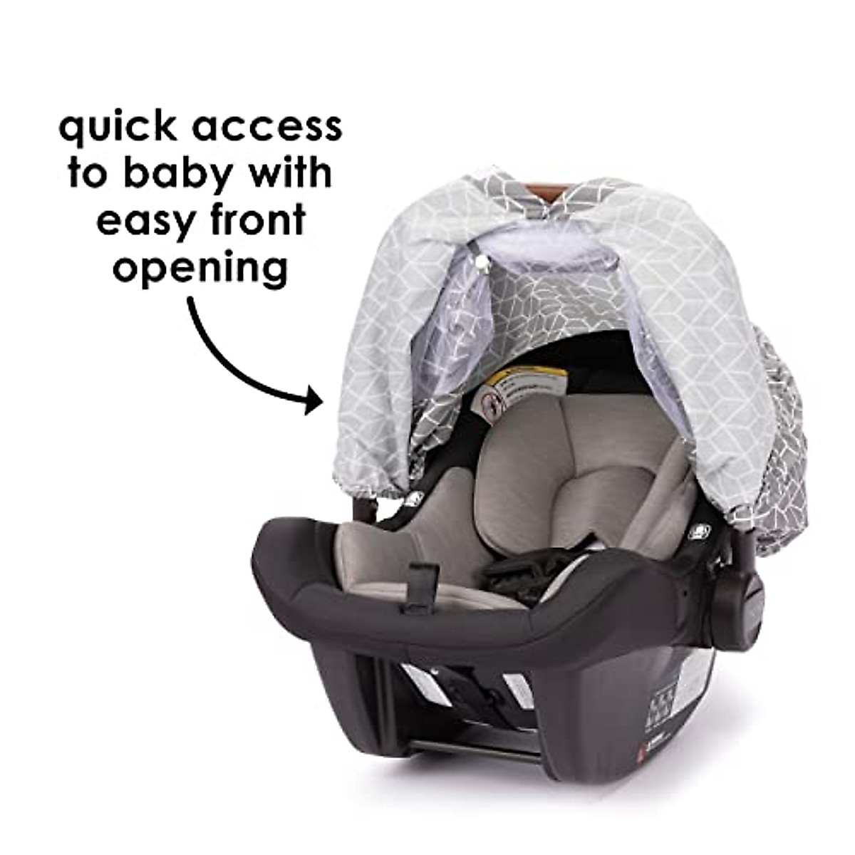 Diono Infant Car Seat Cover, Universal Weather Protection Canopy for Baby, Adjustable and Breathable with Insect Net, Gray