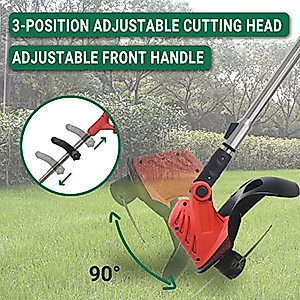 Cordless String Trimmer & Edger, T TOVIA 10 Inch Electric Weed Eater with LCD Power Display, Handle and Height Adjustable Grass Trimmer for Garden Yard, 21V 2.0Ah Battery and Charger Included