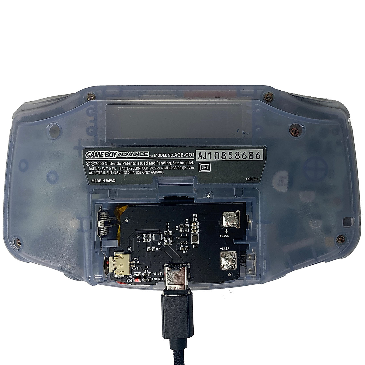 Gameboy Advance Rechargeable Battery 1500mAh USB-C Lithium LiPo Mod for Nintendo GBA / AGB-001 (None (Battery Only))