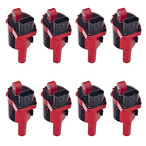 TRQ 8 Piece Premium High Performance Ignition Coil Round Style Kit Set for 2016-2018 Camaro / 2014-2018 Corvette / 2014-2018 Sierra 1500/2014-2018 Silverado 1500/2015-2018 Suburban