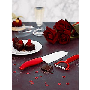 Kyocera Revolution Series Ceramic Santoku, Chef Knife for Your Cooking Needs, 5.5”, Red