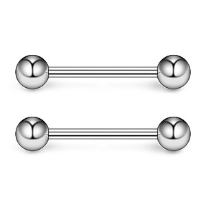 Ruifan 316L Stainless Steel Tongue Nipple Shield Barbell Ring Bar Body Piercing Retainer 14G 12mm 10PCS