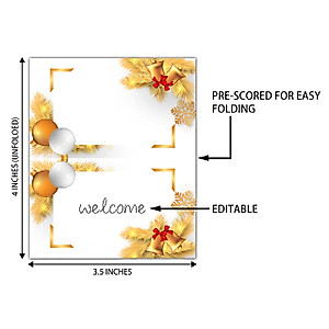 Place Cards for Christmas Party, Editable Name Place Cards, Seating Place Cards for Tables, Tent Style Cards for Wedding, Dinner Party or Any Occasion, Easy Folding, Pack of 25 Escort Cards(A08)