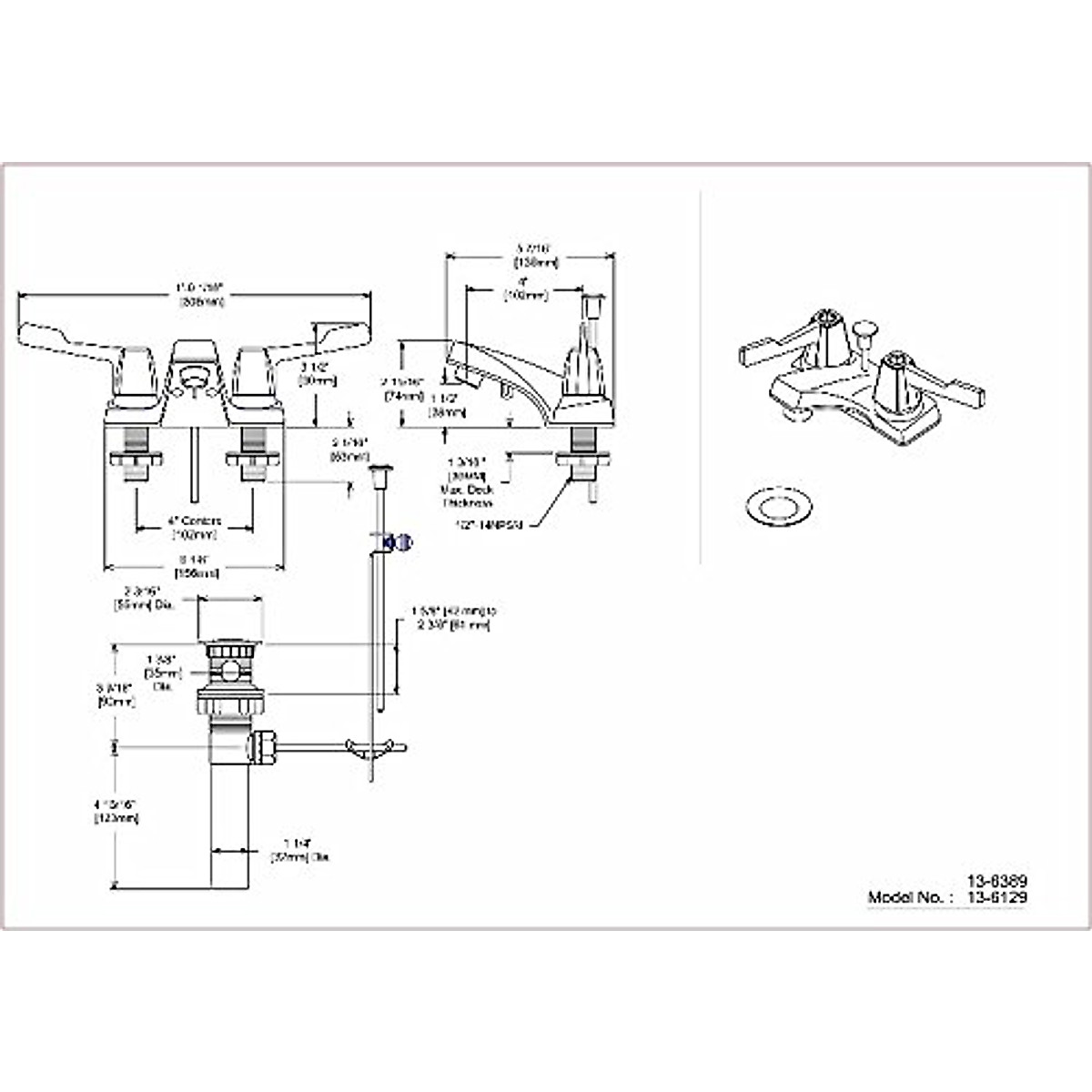 Hardware House 136129 Two Handle Lavatory Faucet with 4" Center