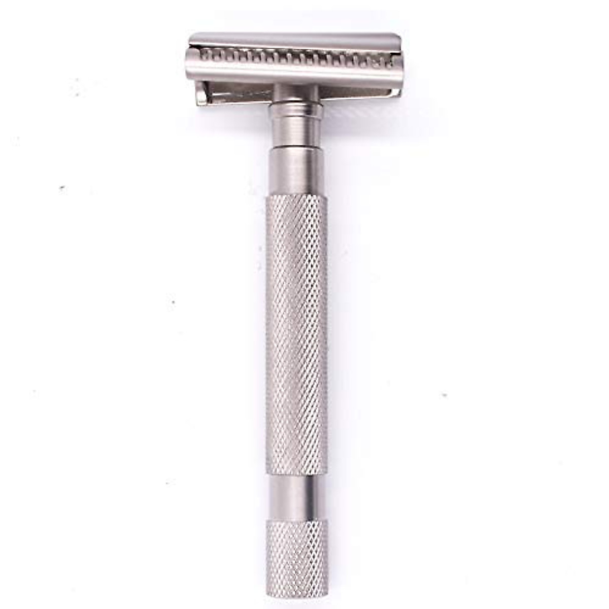 Parker THE SEMI SLANT, Double Edge Safety Razor and 5 Parker Blade Refills - Electroplated Satin Chrome Solid Brass Handle - Delivers a Barbershop Shave at Home
