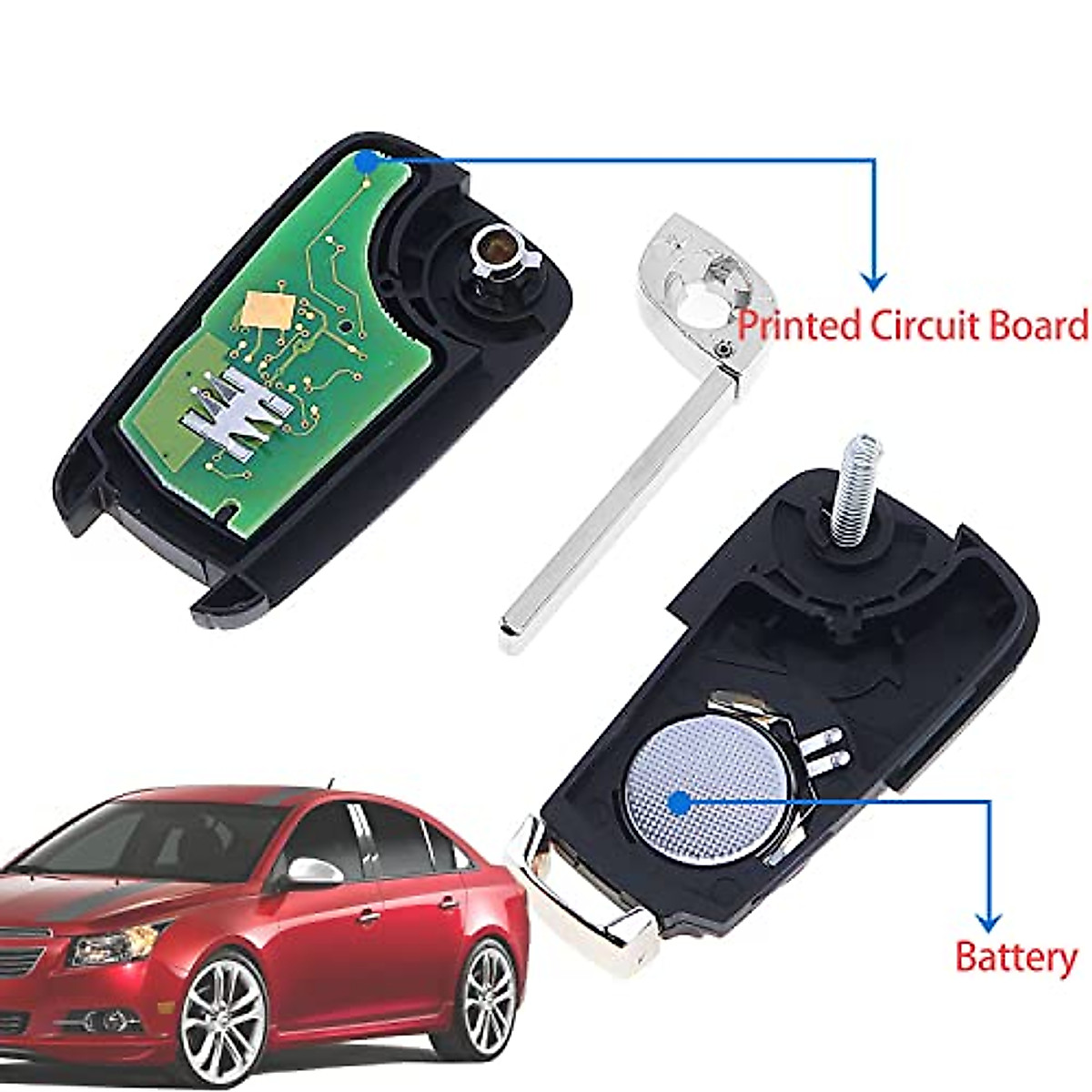 5 Buttons Flip Car Key Fob fits for GMC Terrain Chevy Camaro Equinox 2010-2018/Chevy Cruze 2011-2016/ Chevy Malibu 2014-2016/ Buick Lacrosse Regal 2010-2016 Replacement for P/N: OHT01060512 Pack of 1