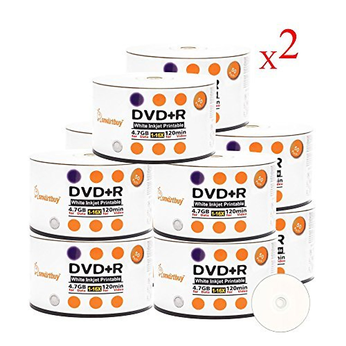 Smartbuy 1000-disc 4.7gb/120min 16x DVD+R White Inkjet Hub Printable Blank Data Recordable Media Disc