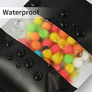 100 Pieces Smell Proof Mylar Bags, Resealable Food Storage Bags with Clear Window, Foil Pouch Stand-up Bags for Food Self Sealing Storage Supplies (Black, 4 x 6 Inch)