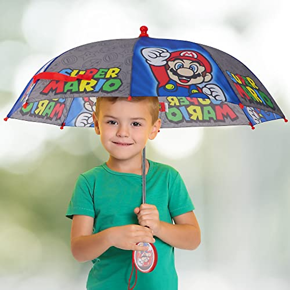Nintendo boys Kids, Mario And Luigi Children's Rainwear, Ages 3-8 Umbrella, Grey/Blue, Age 3-6 US