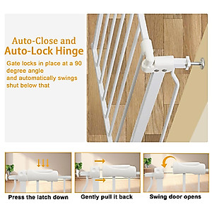 BELABB Extra Wide Baby Gate Tension Indoor Safety Gates White Metal Large Pet Gate Pressure Mounted Walk Through Long Dog Gate for The House Doorways Stairs (62.2 Inch-66.9 Inch/158cm-170cm, White)