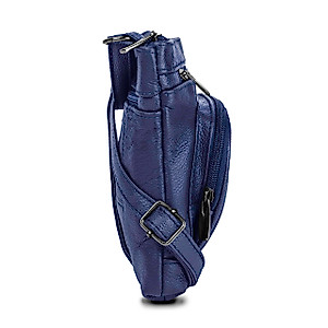 Leather Wide Crossbody Bag - Super Soft & Durable Crossbody Bags For Women & Men Trendy - Messenger Handbag with Adjustable Strap (7” L x 9” W)