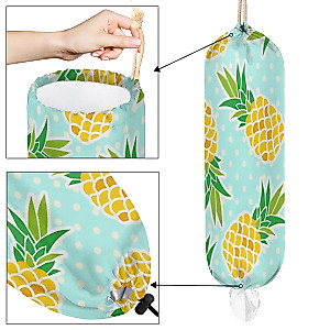 Fruit Pineapple Plastic Bag Holder, Polka Dot Grocery Bag Storage Holder Garbage Shopping Bag Trash Bags Organizer for Kitchen Home