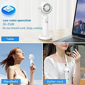SUOMING Handheld Portable Fan Mini Hand Fan, 2000mAh USB Rechargeable Personal Fan, 130° Angle Adjustment,Battery Operated Small Fan with 3 Speeds for Travel/Commute/Makeup/Office