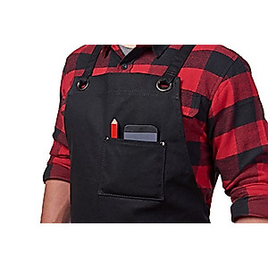 Hudson Durable Goods - Waxed Canvas Apron - Black Apron for Men and Women - With Pockets & Crossback