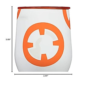 Corkcicle Star Wars Stemless Wine Glass Tumbler, Triple Insulated Stainless Steel, Easy Grip, Non-slip Bottom, Keeps Beverages Chilled for 9 Hours, BB-8, 12 oz