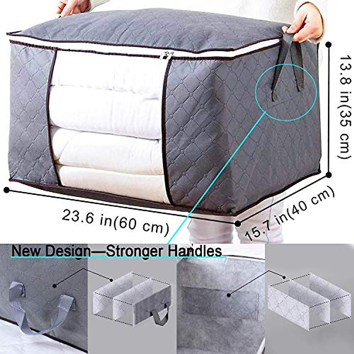 Vieshful 3 Pack 75L Underbed Storage Containers and 3 Pack 90L Clothes Storage Bags，Large Capacity Clothing Organizers for Bedding Blanket Comforter Quilt