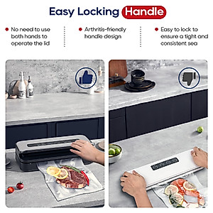 Liquid Vacuum Sealer Machine, 90Kpa Vacuum Sealer for Liquid/Dry/Moist food, Double Heat Seal, Easy-Lock Handle, Built-in Cutter and Bag Storage & Removable Drip Tray | 2 Bag Rolls