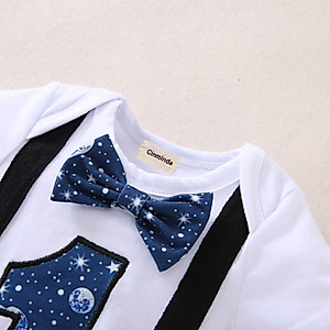 Baby Clothes 1st Birthday Outfits Short Long Sleeve Romper Pants Suspenders Strap Outfits Toddler Boy First Sets Blue