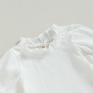 Zoiuytrg Toddler Baby Girl Fall Winter Clothes Ribbed Knitted Sweater Pullover Shirt Suspender Skirt Dress Christmas Outfits (White+Wine Red Sequin, 1-2 Years)