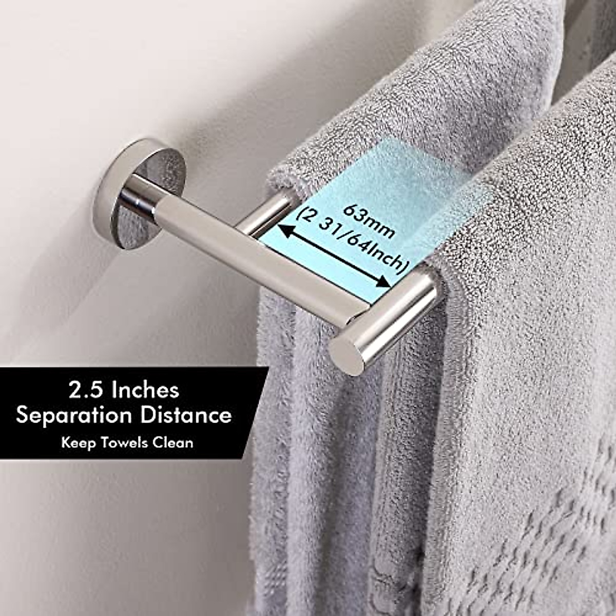 KES 23.6-Inch Double Towel Bar SUS304 Stainless Steel Bathroom Kitchen Towel Holder Dual Towel Rail Rustproof Wall Mount Polished Finish, A2001S60