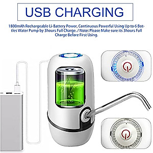 BANGMENG Water Bottle Pump,Electric Drinking Water Pump,USB Rechargeable Portable Water Dispenser,Automatic Shut-Off Water Pump Dispenser for Universal 5 Gallon Bottles