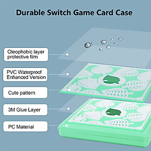 LightPro Game Card Case for Nintendo Switch,Portable & Thin Hard Shell Box, Protective Shockproof Cartridge Holder Carrying Storage Case Box with 12 Cartridge Slots for Switch NS NX(Green Leaf)