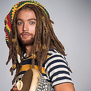 Messen 69 PCS Dreadlocks Jewelry Handemade Crystal Wire Wrapped Braids Hair Accessories Imitation Wood Beads Aluminum Hair Cuffs Coils Hair Rings Pearl Pendants for Hair Decoration (Gold)