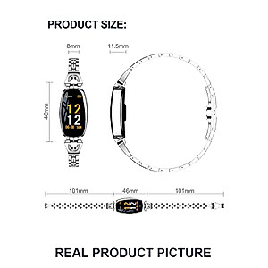 Exquisite Smart Watch, Fitness Tracker with Blood Pressure/Heart Rate/Sleep Monitor for Women, Silver