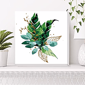 SANWEITU Paint by Number for Adults with Wooden Frame 12×12 inch Paint by Number 3 Packs Green Plants Home Decoration for Beginners with Paints and Brushes