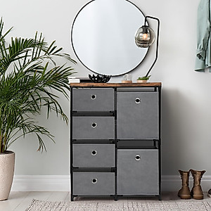 MOOACE 6 Drawers Storage Organizer, Fabric Storage Drawers Dresser and Chest of Drawers, Small Dresser Cube Storage Shelf for Closets Living Room Hallway Entryway, Grey