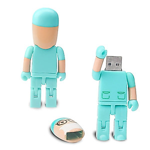Novelty USB Flash Drive 64GB, LEIZHAN Doctor Robot Toy Character Thumb Jump Drive for Kids Students Gift Pendrive
