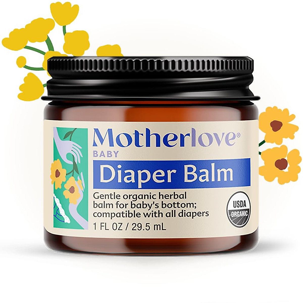 Motherlove Diaper Balm (1 oz) Organic Herbal Diaper Rash Cream—Cloth Diaper Safe, Zinc Oxide- & Petroleum-Free—Ideal Diaper Bag Size