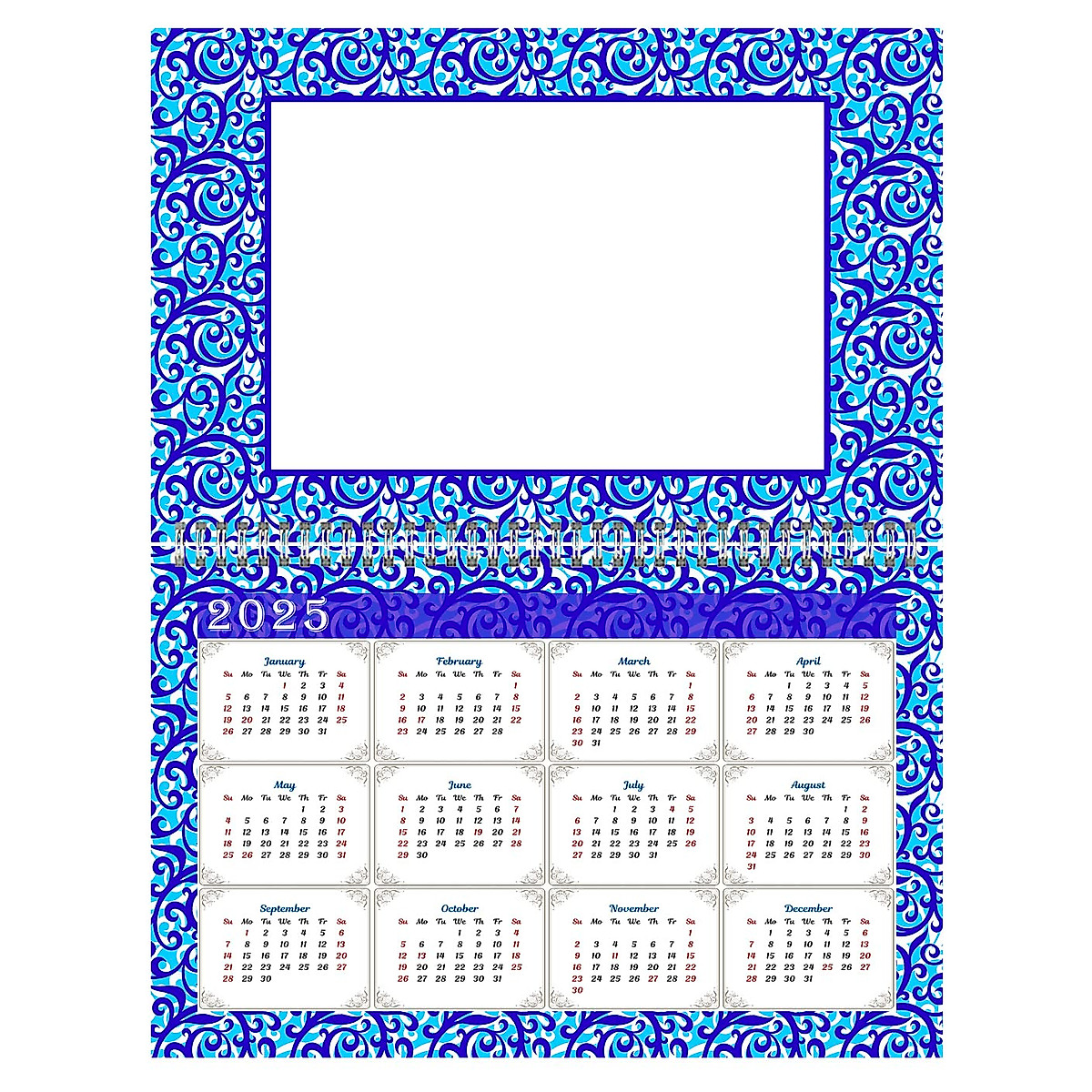 2024 Photo Frame Wall Spiral-bound Calendar (Add Your Own Photos) - 12 Months Desktop/Wall Calendar/Planner - (Edition #07)