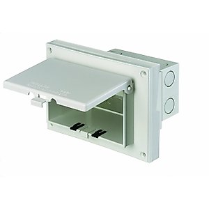 Arlington DBHR131W-1 Low Profile IN BOX Electrical Box with Weatherproof Cover for Retrofit Siding Construction, 1/4-Inch or 5/16-Inch Lap, Horizontal, White