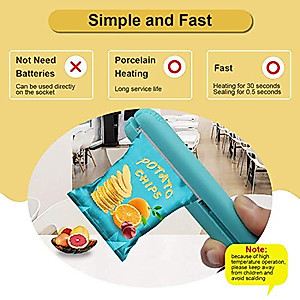 Chip Bag Sealer Handheld Bag Sealer Heat Seal Food Saver Bags Mini Kitchen Gadgets,Handheld Food Sealer Heat Sealer with 45"Power Cable for Mylar Bag Plastic Bag Vacuum Sealer Bags(Blue)