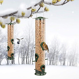 Ointo Garden Tube Bird Feeder with 6 Feeding Ports, Premium Hard Plastic Outdoor Birdfeeder with Steel Hanger(Pack of 2)