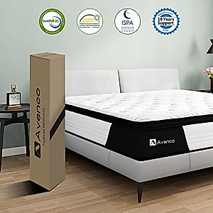 Avenco 10 Inch Full Mattress, Full Hybrid Mattress, Medium Firm Mattress Full in a Box with Pocket Spring and Gel Memory Foam, Breathable Fabric, Strong Edge Support, CertiPUR-US, 100 Nights Trial