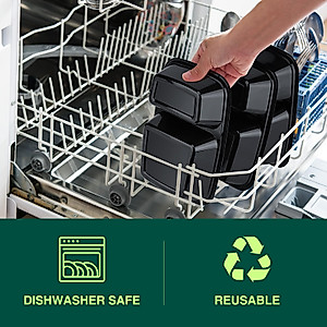 Glotoch 50 Pack 32 oz Meal Prep Container, 2 Compartment Food Containers with Lids To Go Containers, Black Plastic Containers for Lunch-Microwave, Freezer, Dishwasher Safe, Eco-Friendly