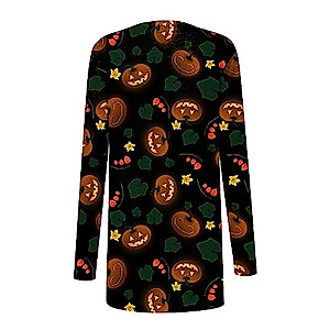 Halloween Costumes for Adults,Blue Sweater for Women Halloween Cardigan for Women Pumpkin Knitting Cardigans Long Sleeve Fall Open Front Sweaters Outwear Coat Oversized Cardigan (Army Green,XXL)