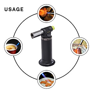 Groove Spark Professional Culinary Butane Torch - 4.29” x 6.38” x 2.6” Versatile Adjustable Flame Blow Torch for Every Kitchen Need & More - Easy Refill 10g Capacity (Butane Not Included) - Yellow