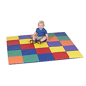 Children's Factory Patchwork Crawly Mat, Cushioned Floor Mat for Kids, Daycare Mat for Babies