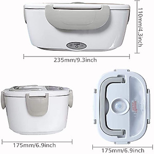 Electric Lunch Box, 3 in 1 Food Heater Portable Microwave Electric Lunch Boxes with Insulation Bag for Car Truck Office 12V 24V & 110V, 1.5L Stainless Steel Food Warmer and Heater Container (Grey)