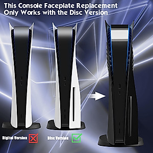 SIKEMAY PS5 Face Plates for Playstation 5 Console Disc Edition, PS5 Accessories ABS PS5 Cover Plates with Fan Vents, Hard Shockproof Anti-Scratch Replacement Protective Shell PS5 Black Plates