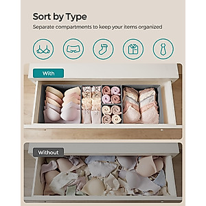 SONGMICS Drawer Organizer, Dresser Drawer Organizers, Set of 12, Foldable Fabric Storage Bins for Socks, Underwear, Bras, Ties, Scarves, Dove Gray URDZ006G02