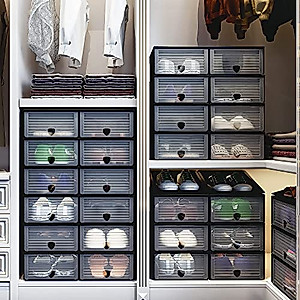 YITAHOME Shoe Storage Box, Set of 10 Shoe Storage Organizers Stackable Shoe Storage Box Rack Containers Drawers