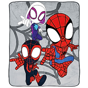 Spidey & His Amazing Friends Plush Throw Blanket - Measures 50 x 60 Inches - Kids Super Soft Fleece Bedding Features Ghost Spider Gwen & Miles Morales