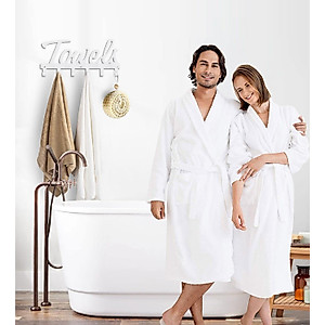 Livelab Towel Rack, Towel Racks for Bathroom Wall Mounted, 6 Hooks White Towel Holder for Bathroom Space Saving, Waterproof Rustproof Easy Install Towel Hanger for Bathroom, Pool, Living Room