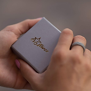 5starzz Premium Quality Silicone Wedding Ring for Women, Thin, 6mm Wide, Set of 3, Black, Grey, Ocean Blue, Size 8