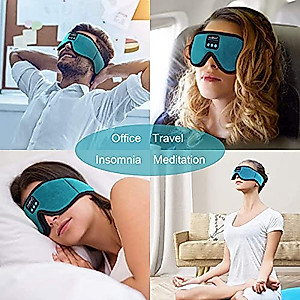 MUSICOZY Sleep Headphones Bluetooth Wireless Headband Sleep Mask, Sleeping Headphones Music Eye Mask Earbuds for Side Sleepers Air Travel Office Nap Unique Holiday Christmas Gifts, Pack of 2